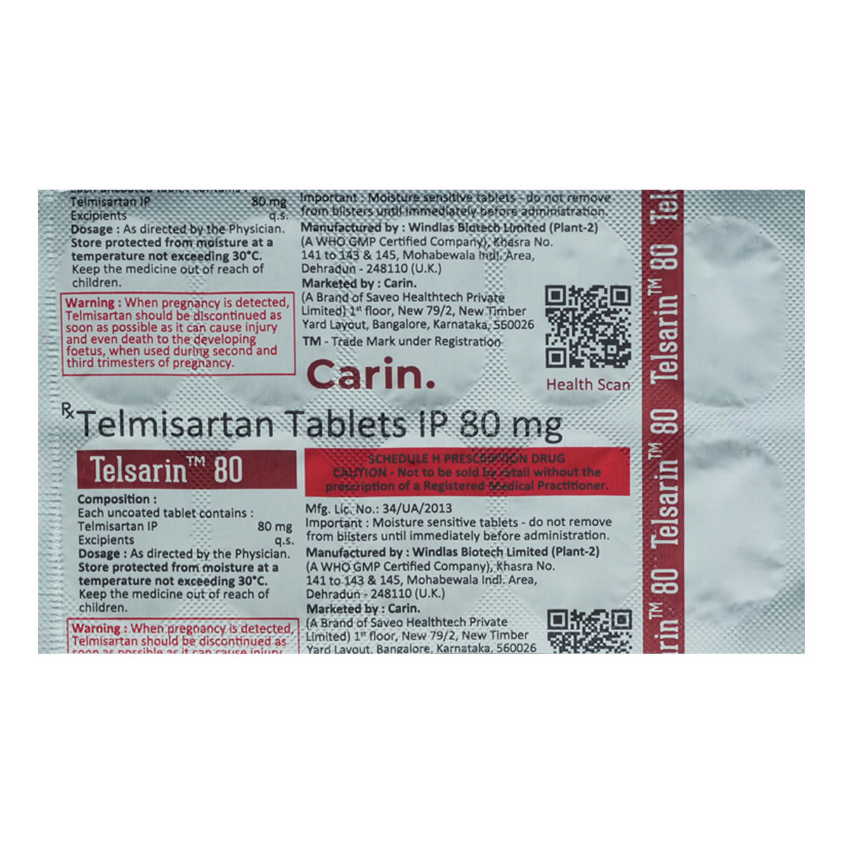 Telsarin 80 Tablet | Uses, Side Effects, Price | Apollo Pharmacy