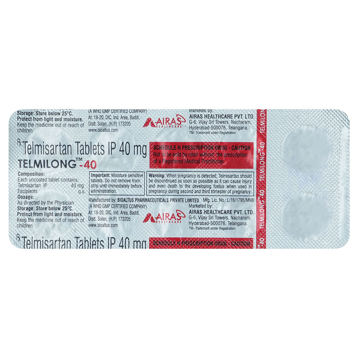 Telmilong-40 Tablet | Uses, Side Effects, Price | Apollo Pharmacy