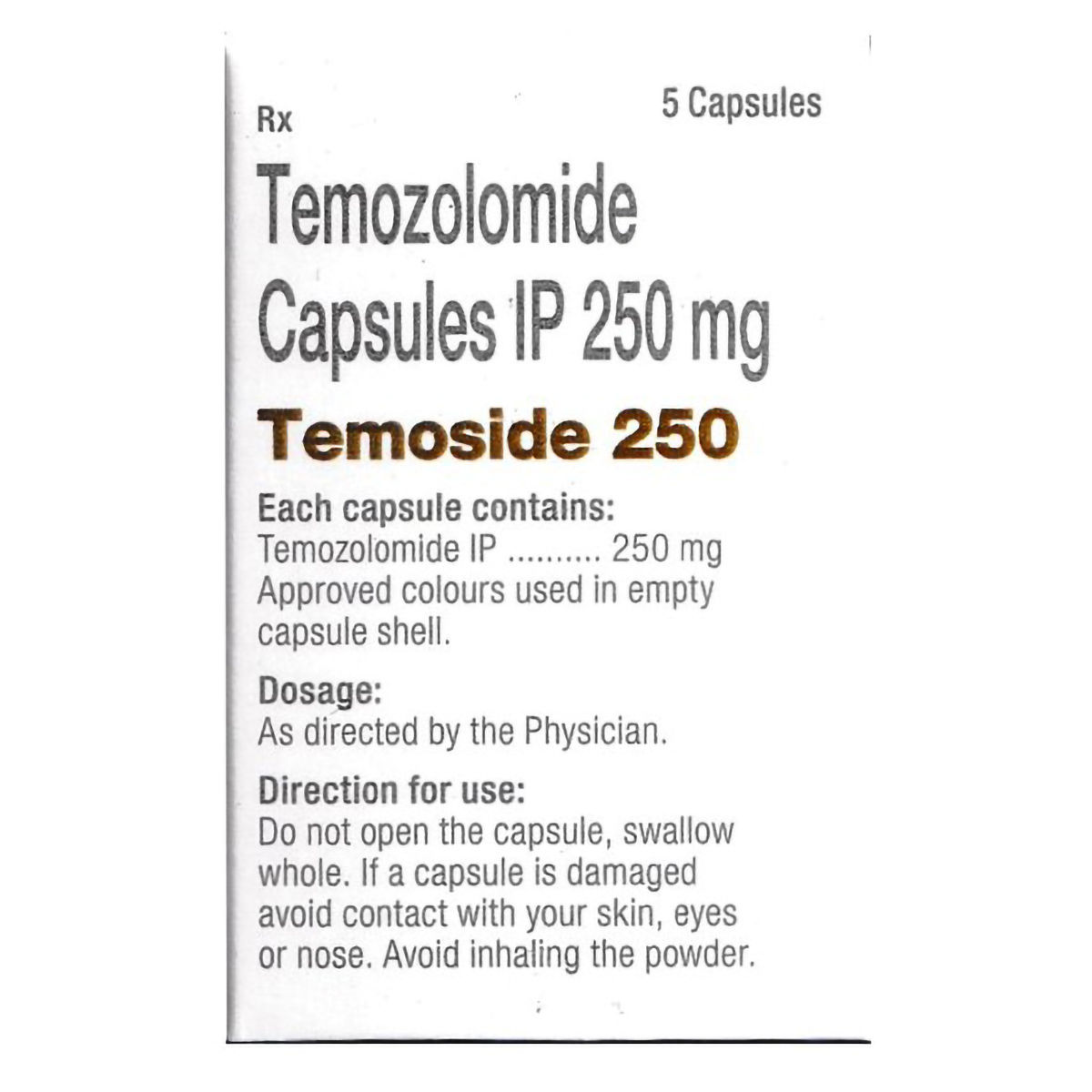 Temoside 250 Capsule 5's Price, Uses, Side Effects, Composition ...