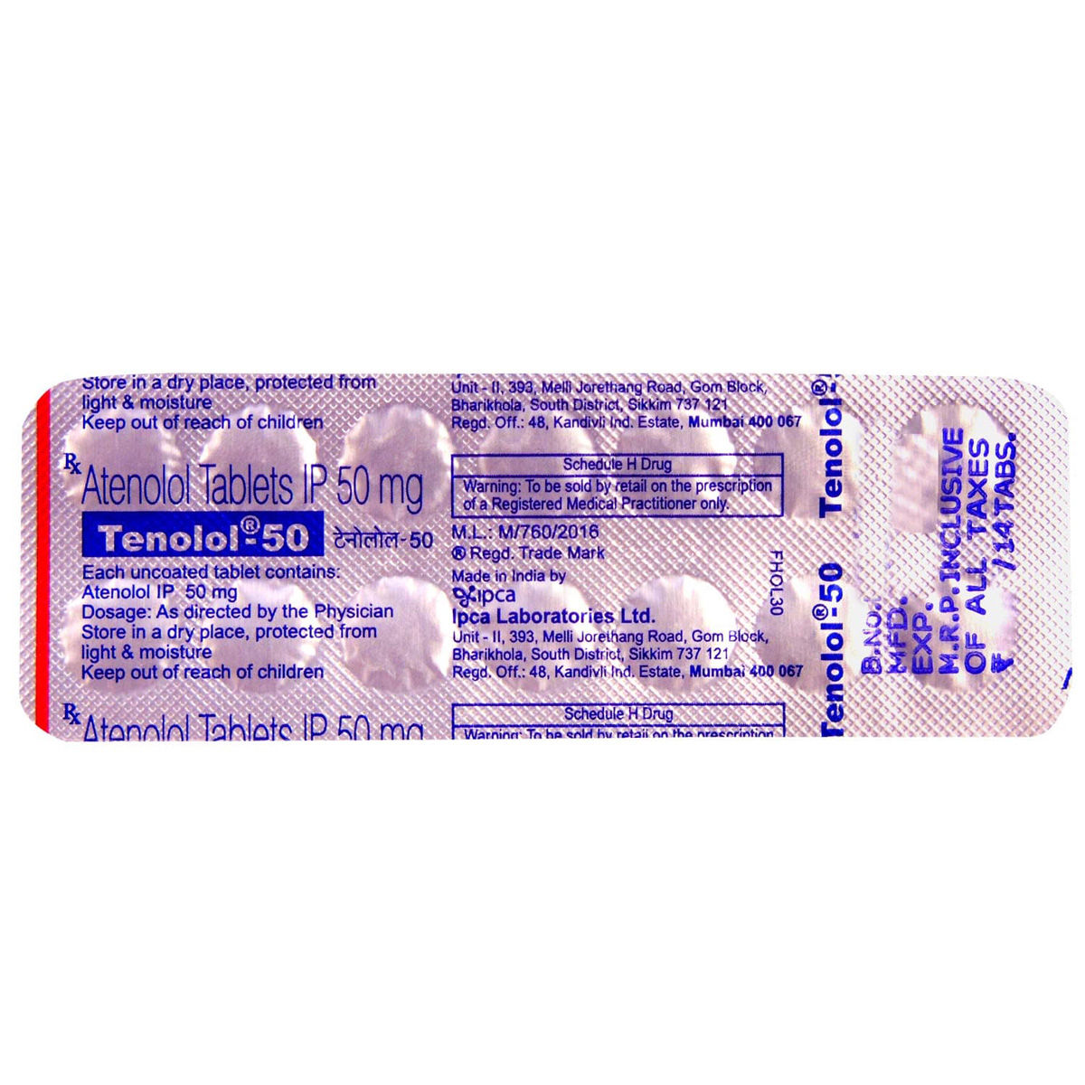 Tenolol-50 Tablet 14's Price, Uses, Side Effects, Composition - Apollo ...
