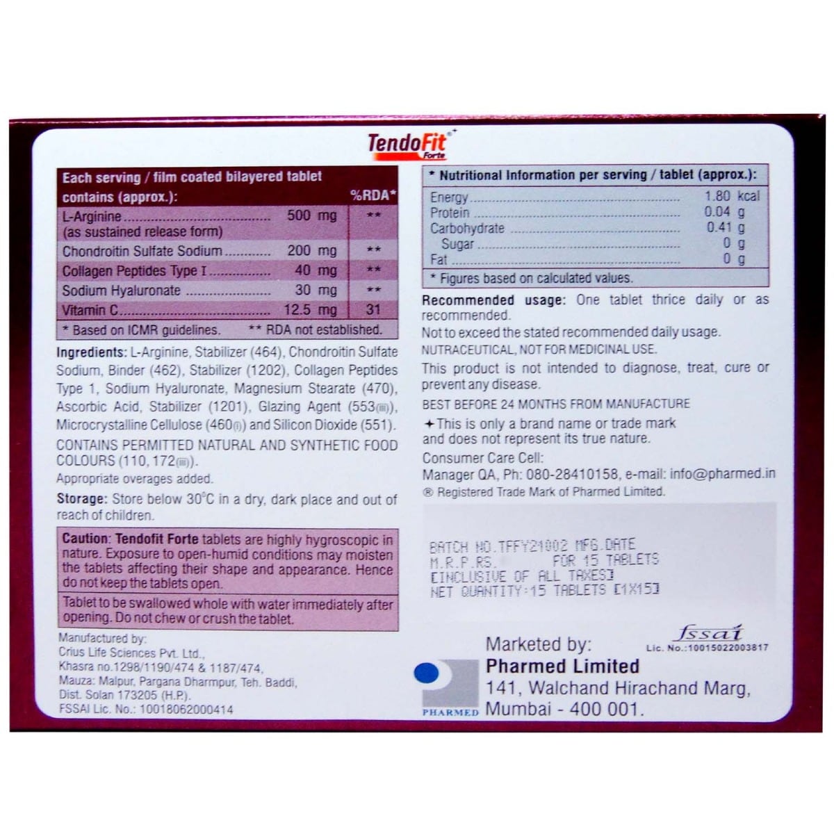 Tendofit Forte Tablet | Uses, Side Effects, Price | Apollo Pharmacy