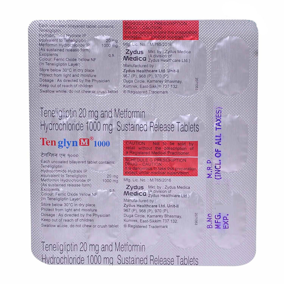 Tenglyn M 1000 Tablet 15's Price, Uses, Side Effects, Composition ...