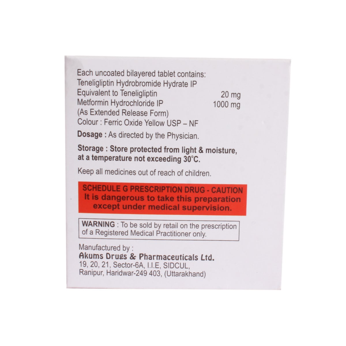 Teneliglip -M 1000mg Tablet 10's Price, Uses, Side Effects, Composition ...