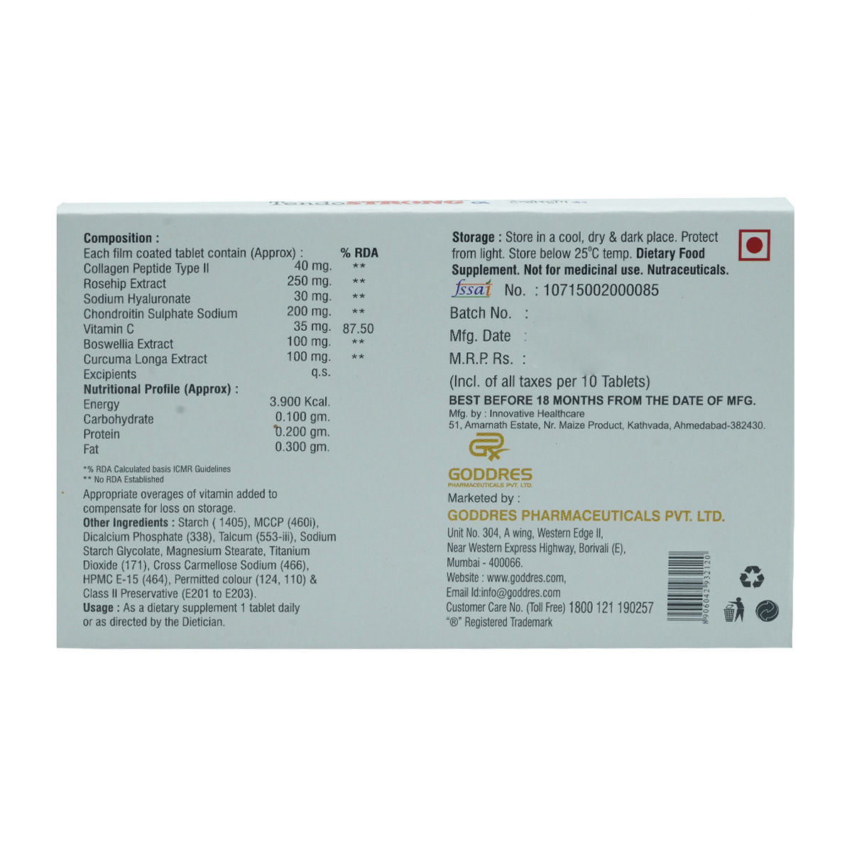 Tendostrong OA Tablet 10's Price, Uses, Side Effects, Composition ...
