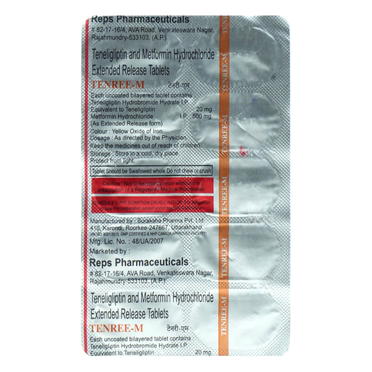 Tenree-M 20/500 Tablet 10's Price, Uses, Side Effects, Composition ...