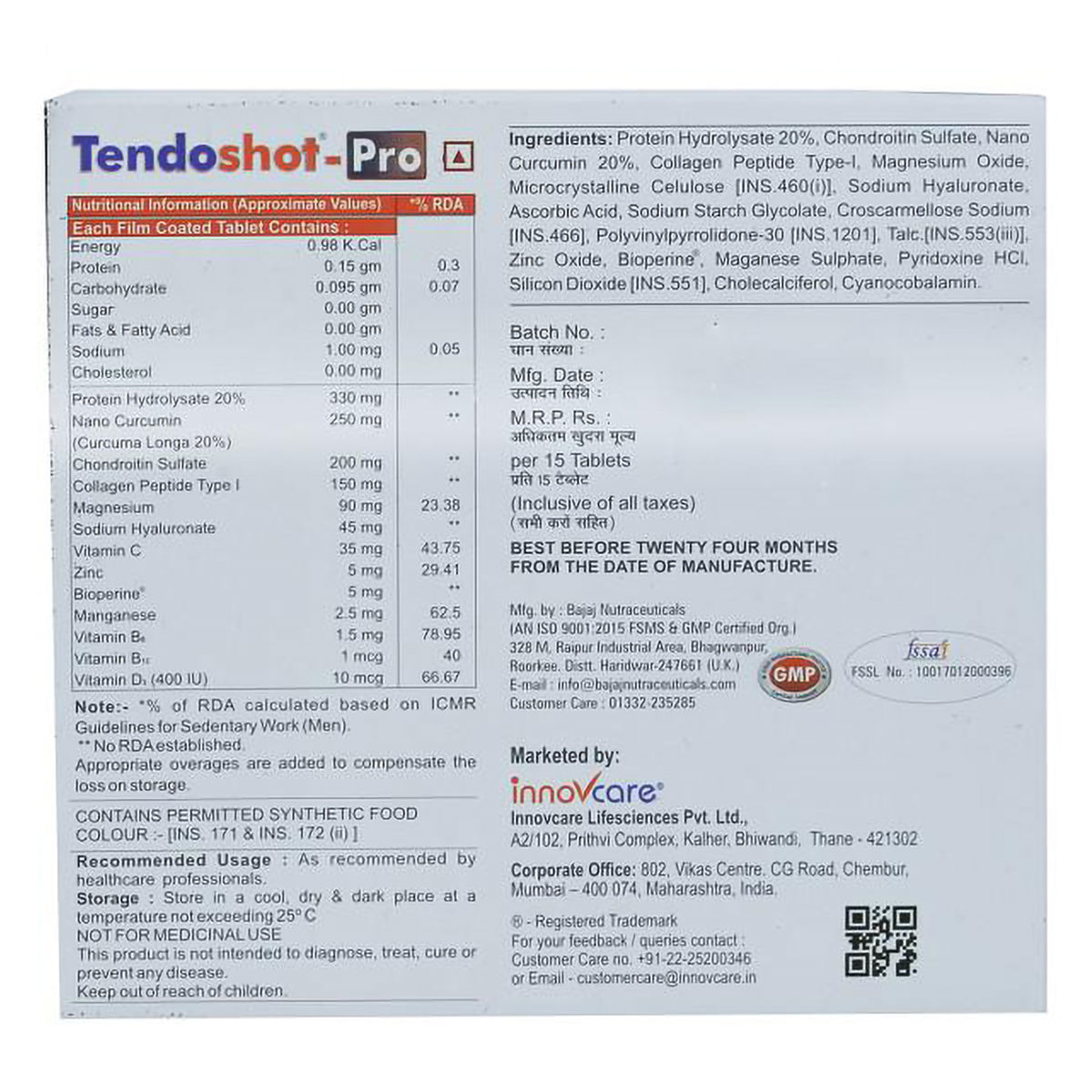 Tendoshot-Pro Tablet 15's Price, Uses, Side Effects, Composition ...