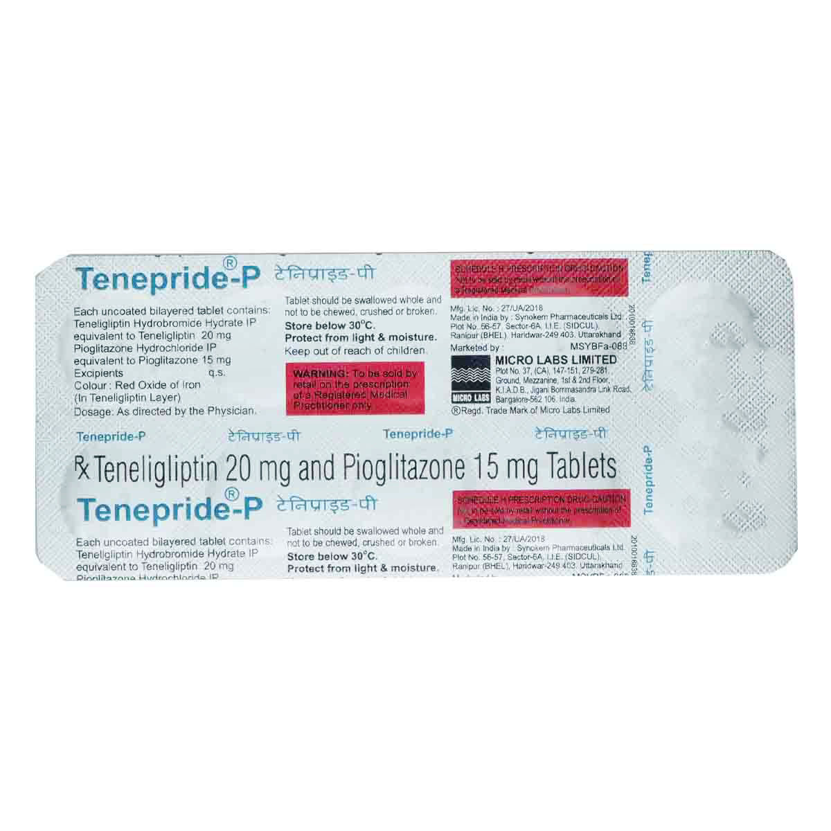 Tenepride P 20/15 mg Tablet 10's Price, Uses, Side Effects, Composition ...