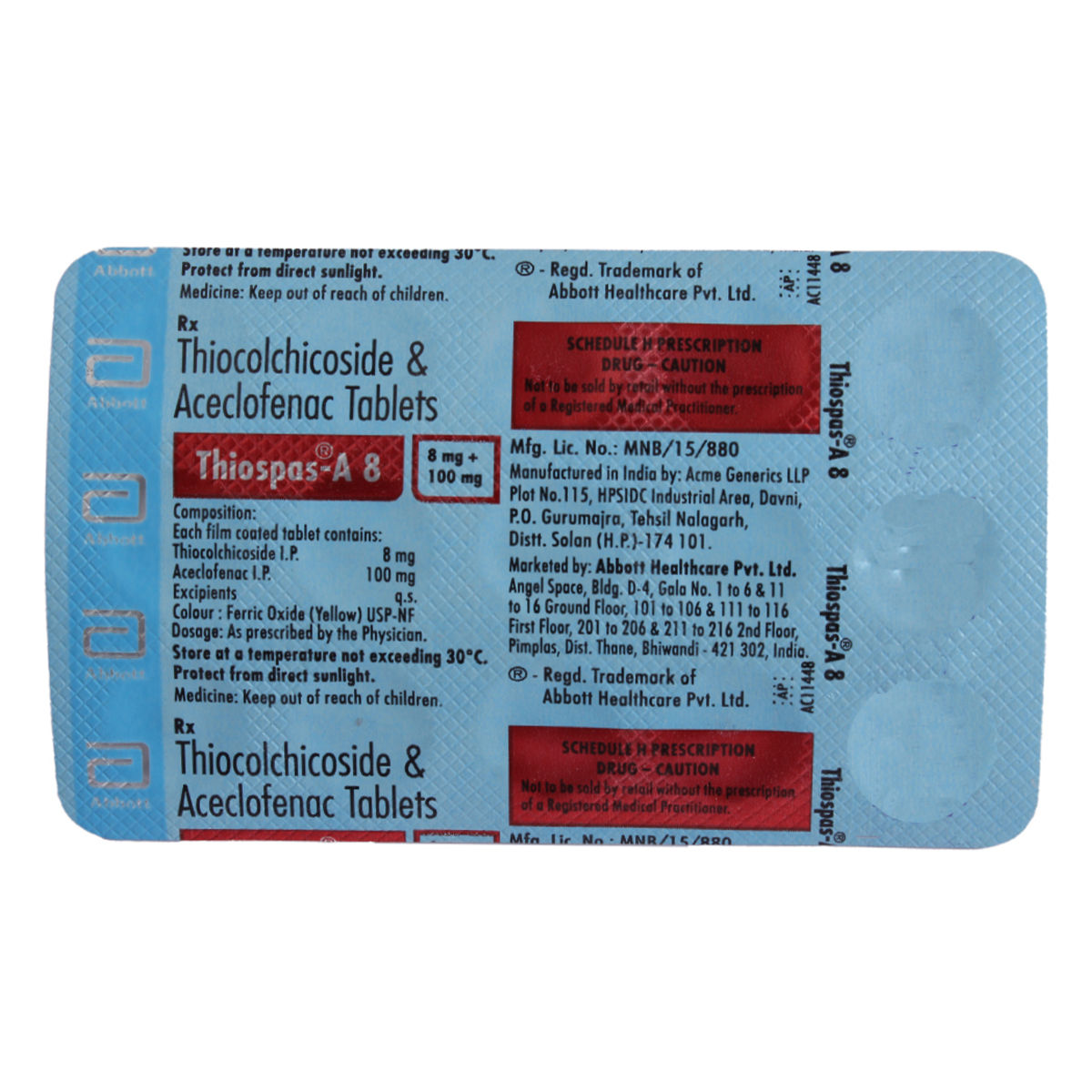 Thiospas-A 8 Tablet 15's Price, Uses, Side Effects, Composition ...