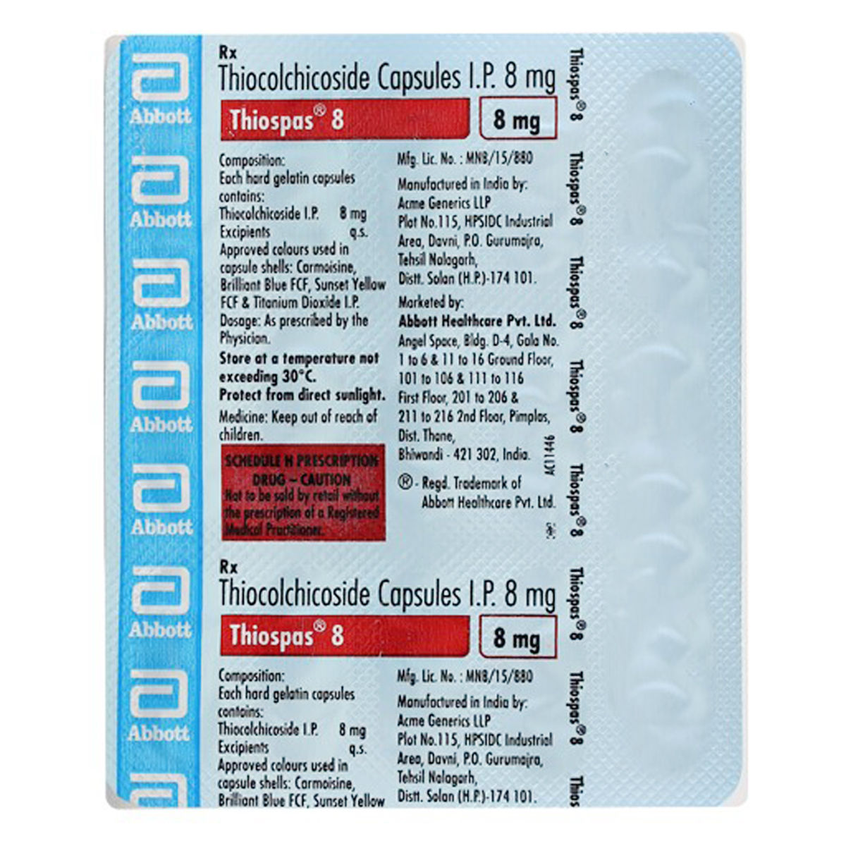 Thiospas 8 Capsule | Uses, Side Effects, Price | Apollo Pharmacy