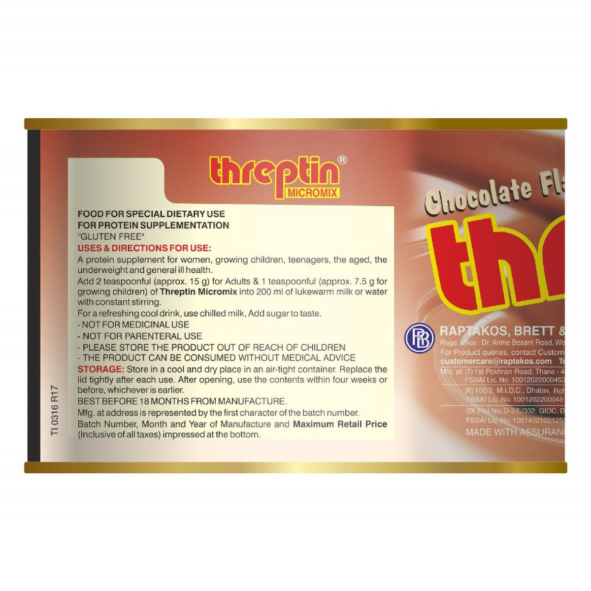 Buy Threptin Micromix Chocolate Flavour Powder, 200 gm | 19 Minutes ...