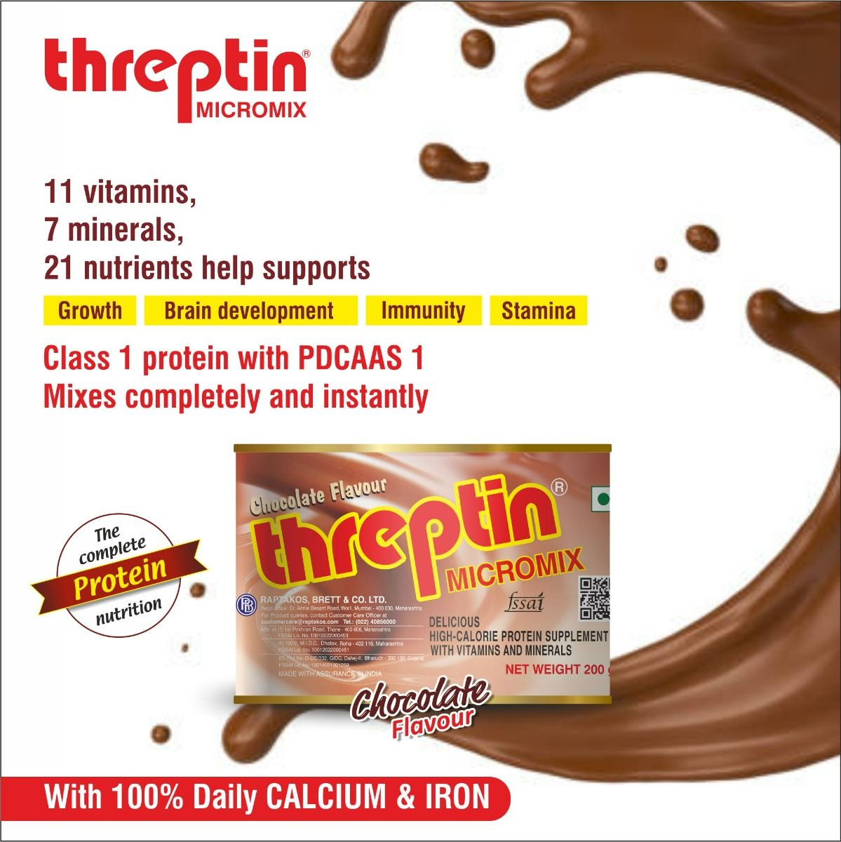 Threptin Micromix Chocolate Flavour Powder, 200 gm Price, Uses, Side ...