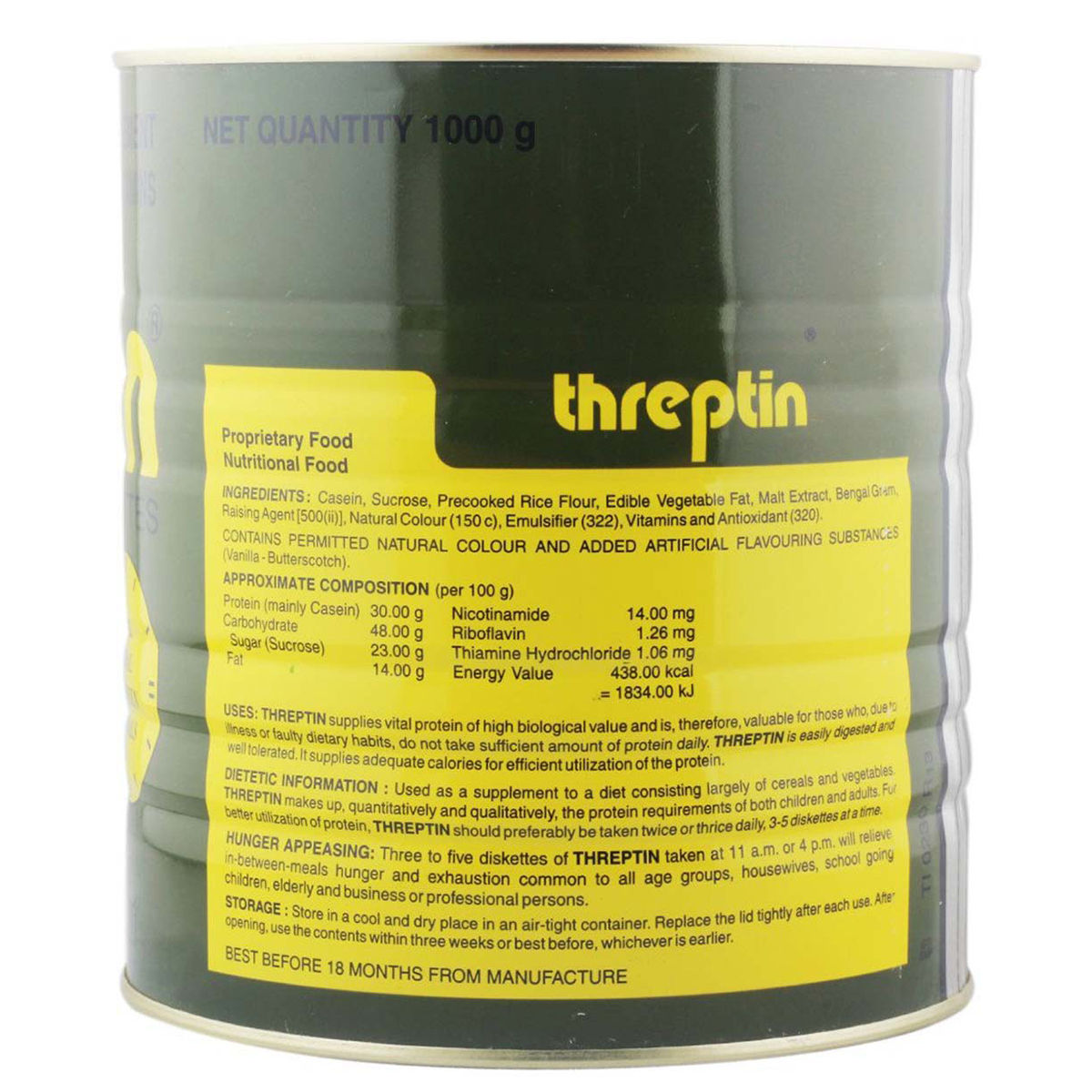 Threptin High-Calorie Protein Vanilla Flavour Diskettes, 1 kg Price ...