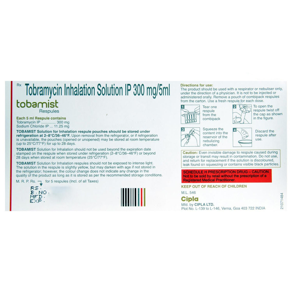 Tobamist Respules 5X5 ml | Uses, Side Effects, Price | Apollo Pharmacy
