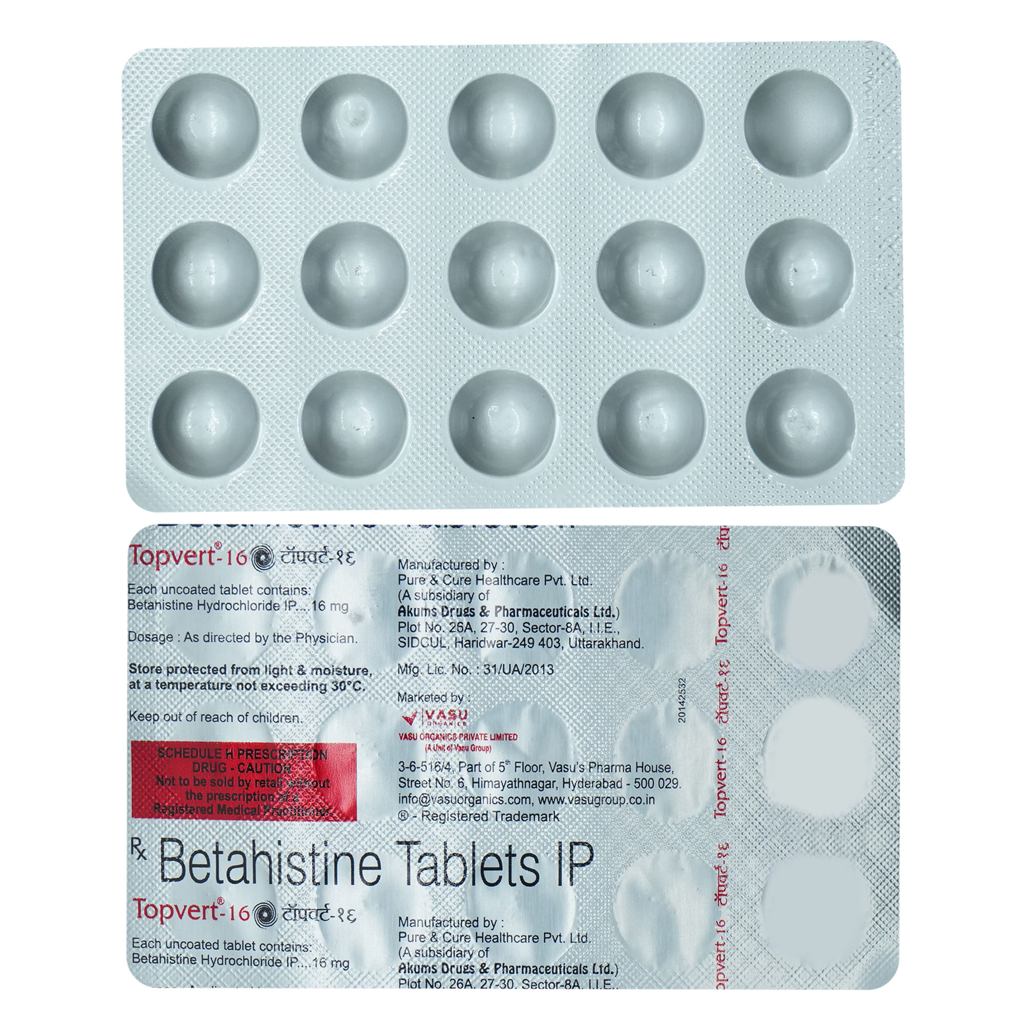 Topvert-16 Tablet | Uses, Side Effects, Price | Apollo Pharmacy