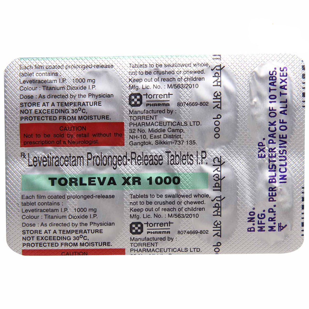 Torleva XR 1000 Tablet 10's Price, Uses, Side Effects, Composition ...