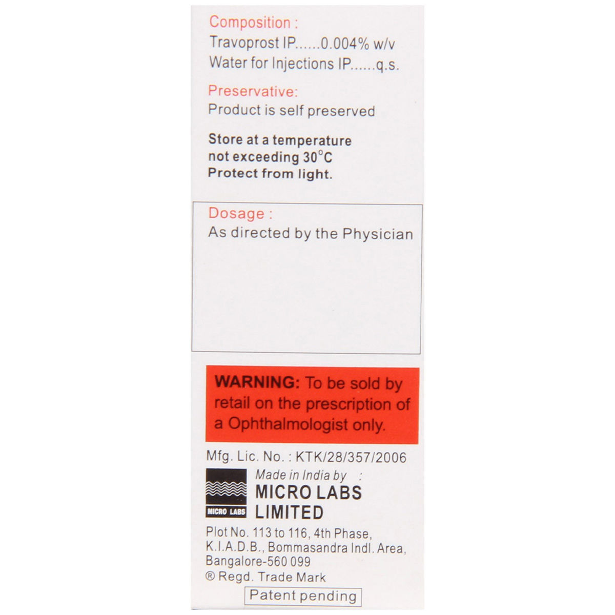 Travo Z Eye Drops 3 ml | Uses, Side Effects, Price | Apollo Pharmacy