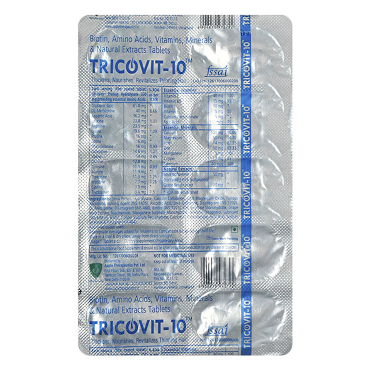 Tricovit 10 mg Tablet | Uses, Side Effects, Price | Apollo Pharmacy