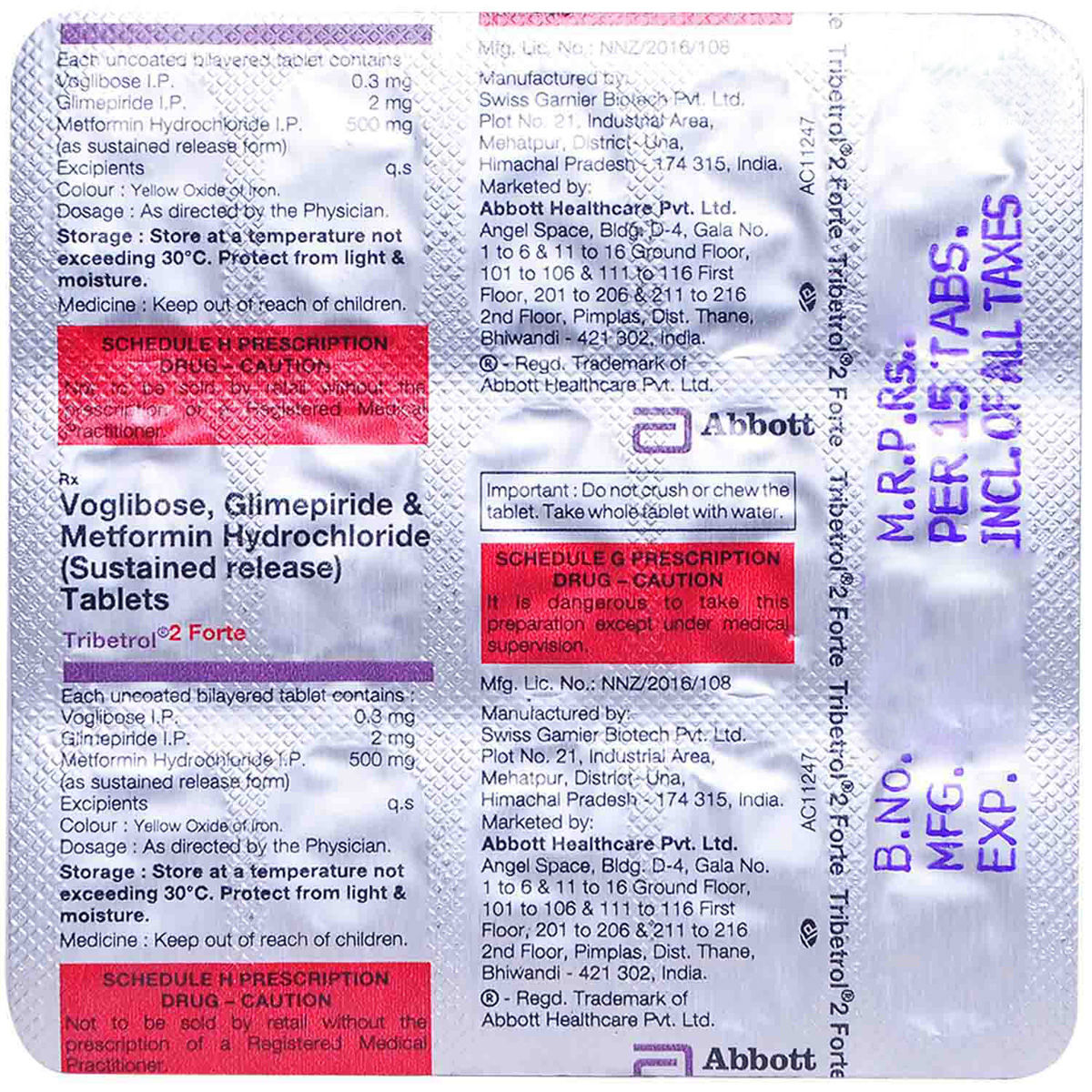 Tribetrol 2 Forte Tablet 15's Price, Uses, Side Effects, Composition ...