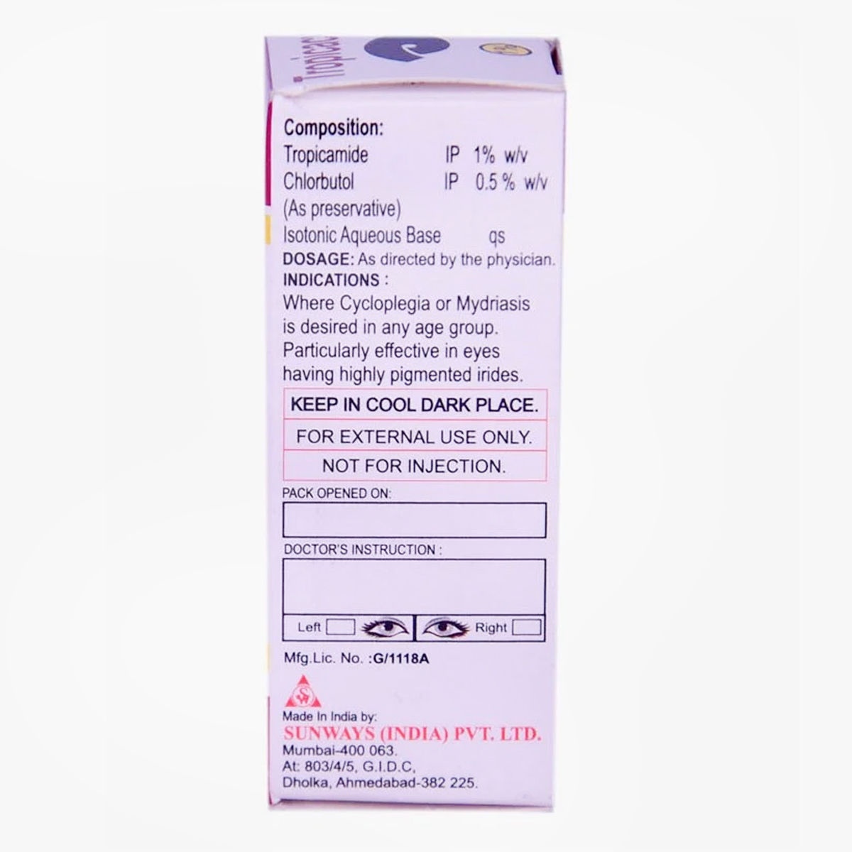 Tropicacyl Eye Drops 3 ml | Uses, Side Effects, Price | Apollo Pharmacy