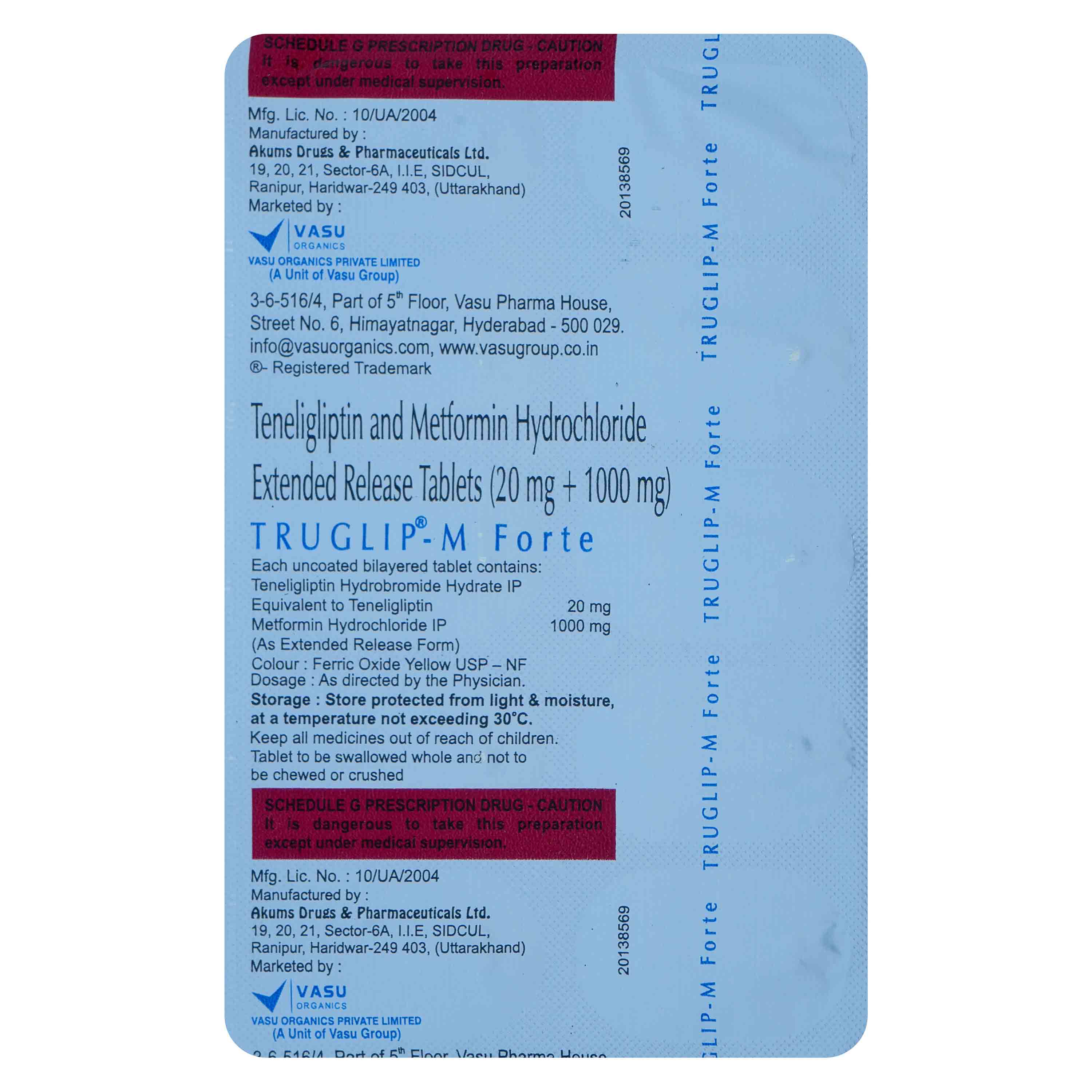 Truglip-M Forte 20/1000 mg Tablet | Uses, Side Effects, Price | Apollo ...