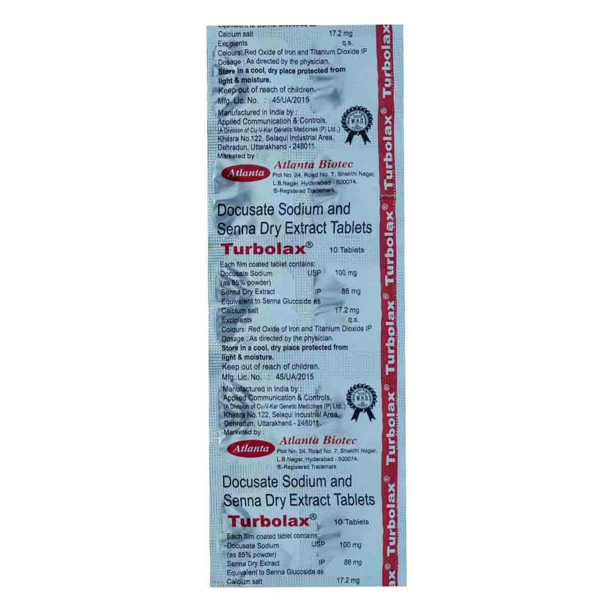 Turbolax Tablet | Uses, Side Effects, Price | Apollo Pharmacy