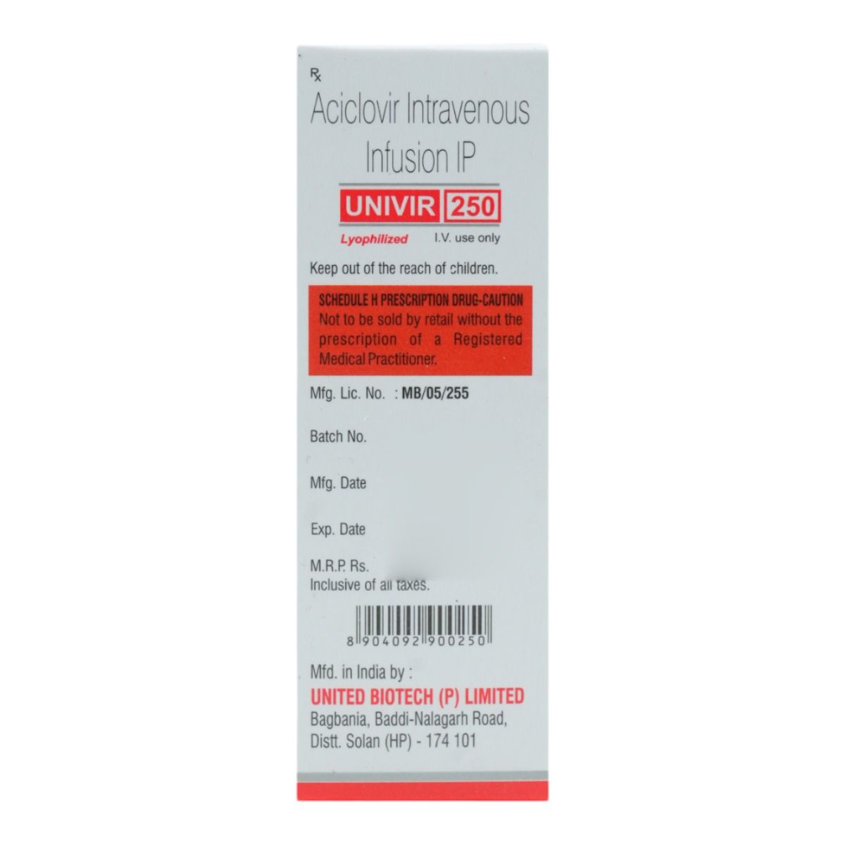 Univir 250 Injection 1's Price, Uses, Side Effects, Composition ...