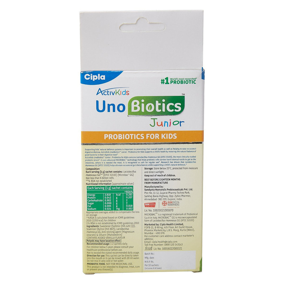 Activkids Unobiotics Junior Sugar Free Probiotics Sachet 1 gm Price ...