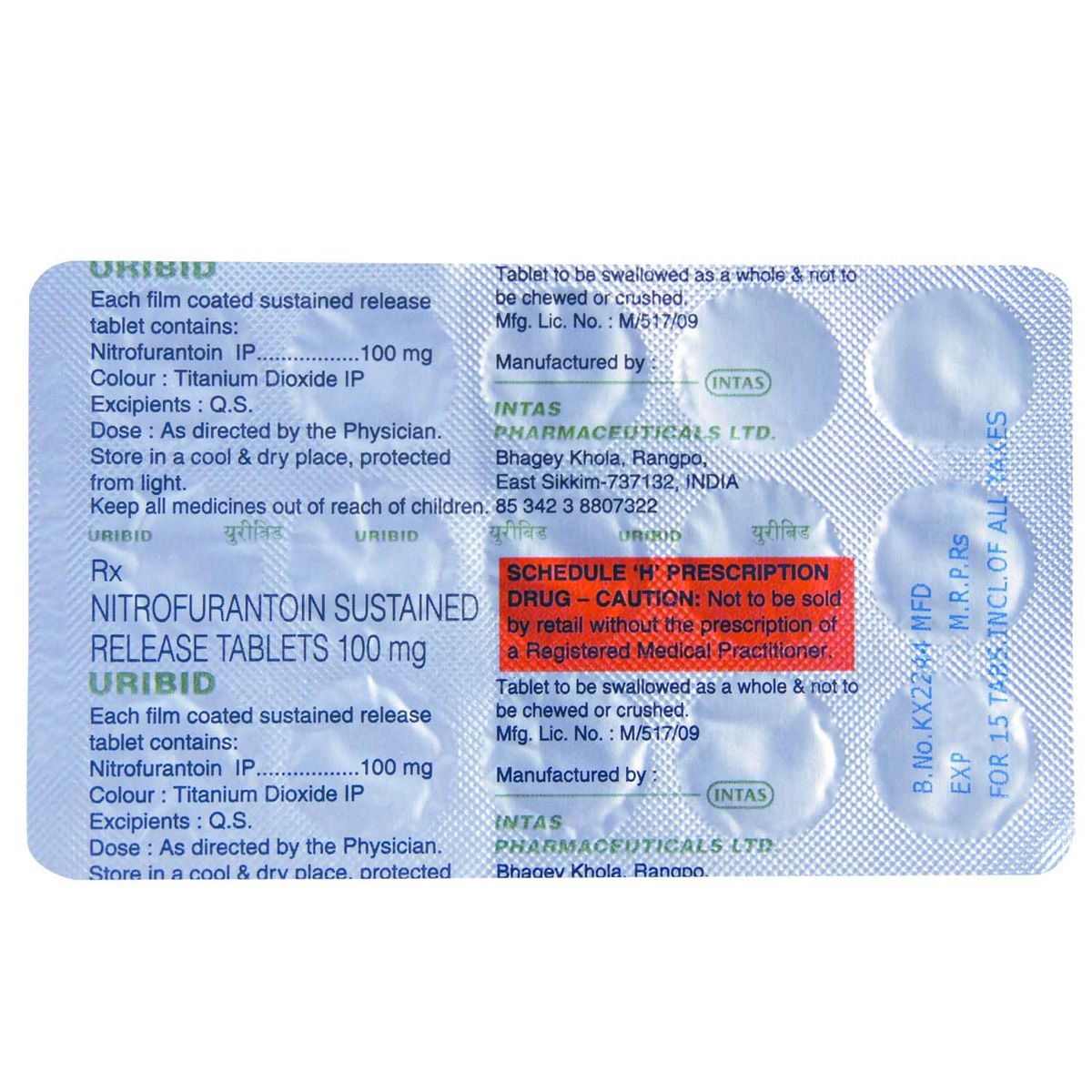 Uribid Tablet 15's Price, Uses, Side Effects, Composition - Apollo Pharmacy