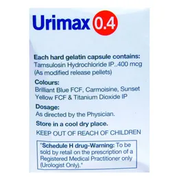 Urimax 0.4 Capsule | Uses, Side Effects, Price | Apollo Pharmacy