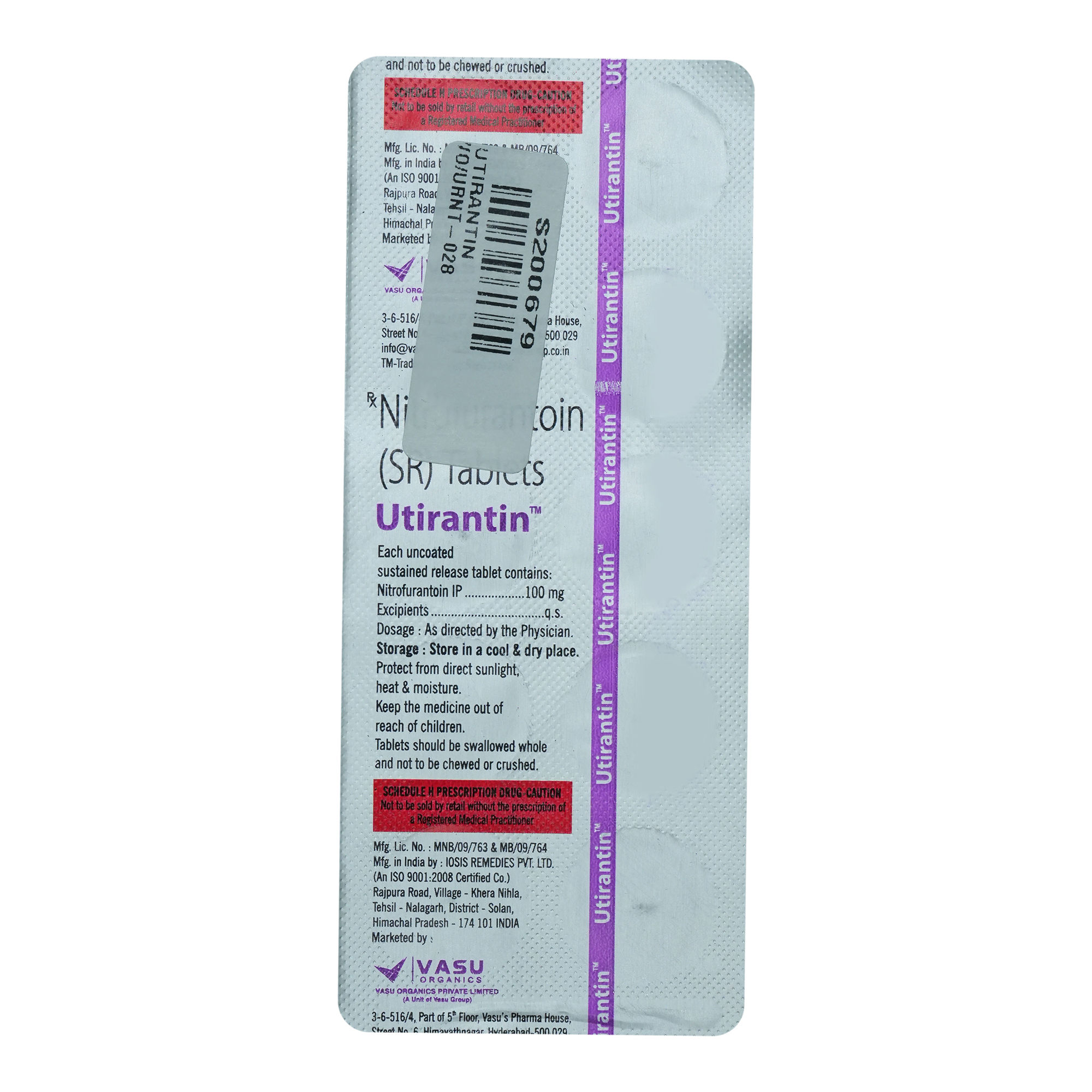 Utirantin 100 mg SR Tablet 10's Price, Uses, Side Effects, Composition ...