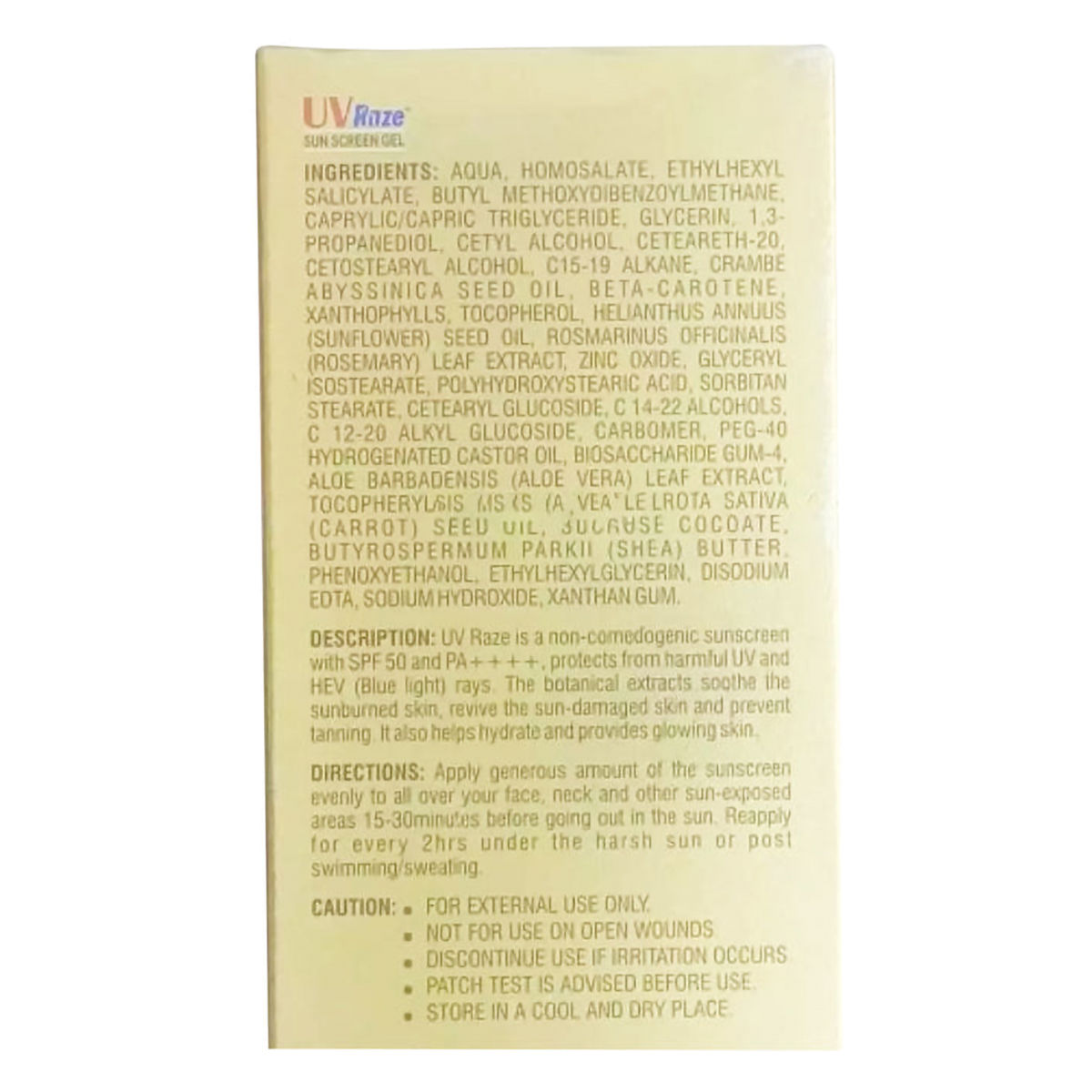 Uv Raze Spf 50+ Pa++++ Sunscreen Gel | Uses, Side Effects, Price ...