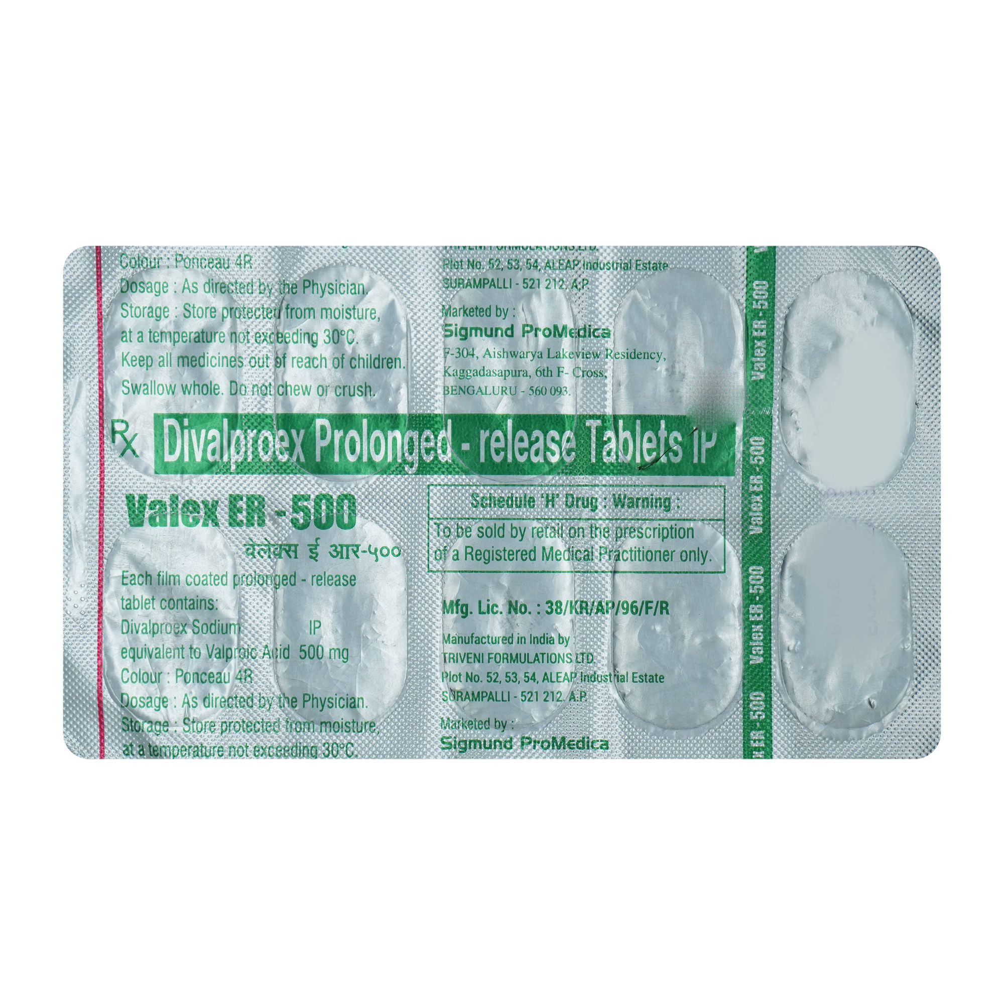 Valex Er 500mg Tablet 10's Price, Uses, Side Effects, Composition ...