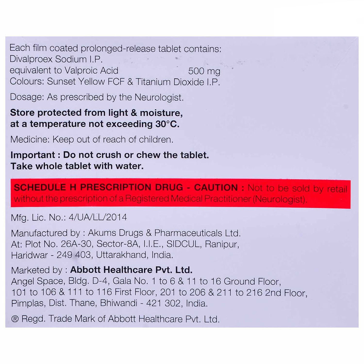 Valance OD 500 Tablet 15's Price, Uses, Side Effects, Composition ...