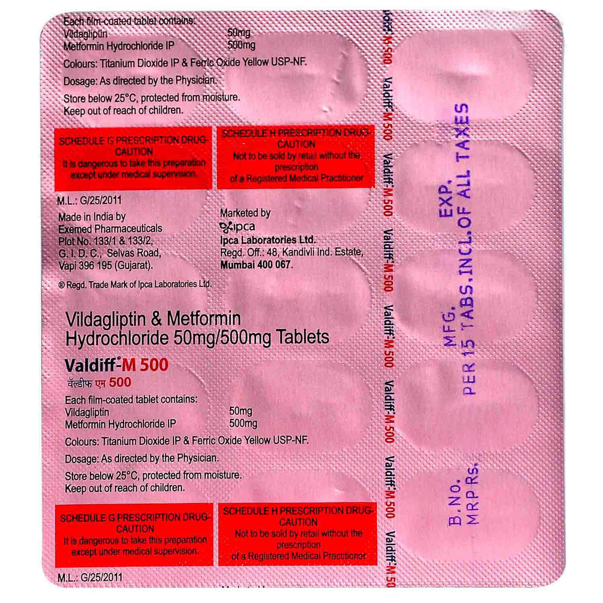 Valdiff-M 500 Tablet 15's Price, Uses, Side Effects, Composition ...