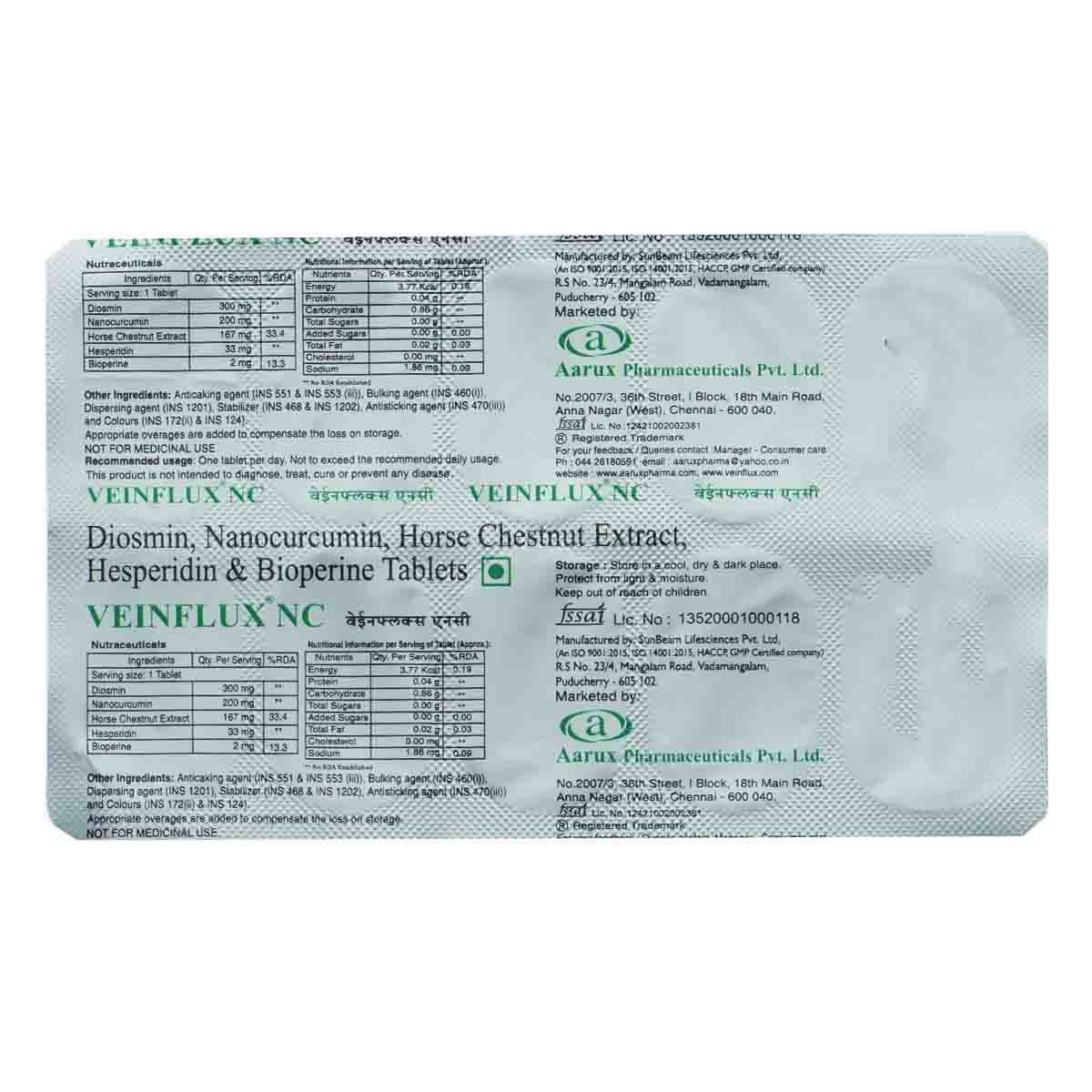 Veinflux NC Tablet 10's Price, Uses, Side Effects, Composition - Apollo ...