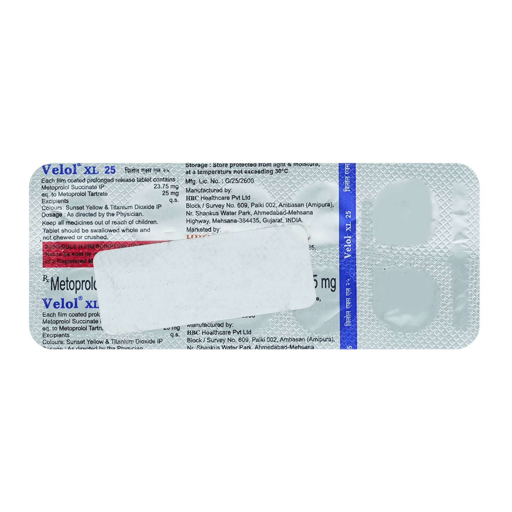 Velol XL 25 Tablet | Uses, Side Effects, Price | Apollo Pharmacy