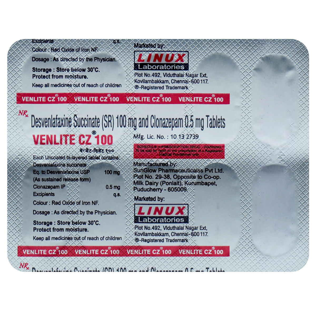 Venlite CZ 100 Tablet | Uses, Side Effects, Price | Apollo Pharmacy