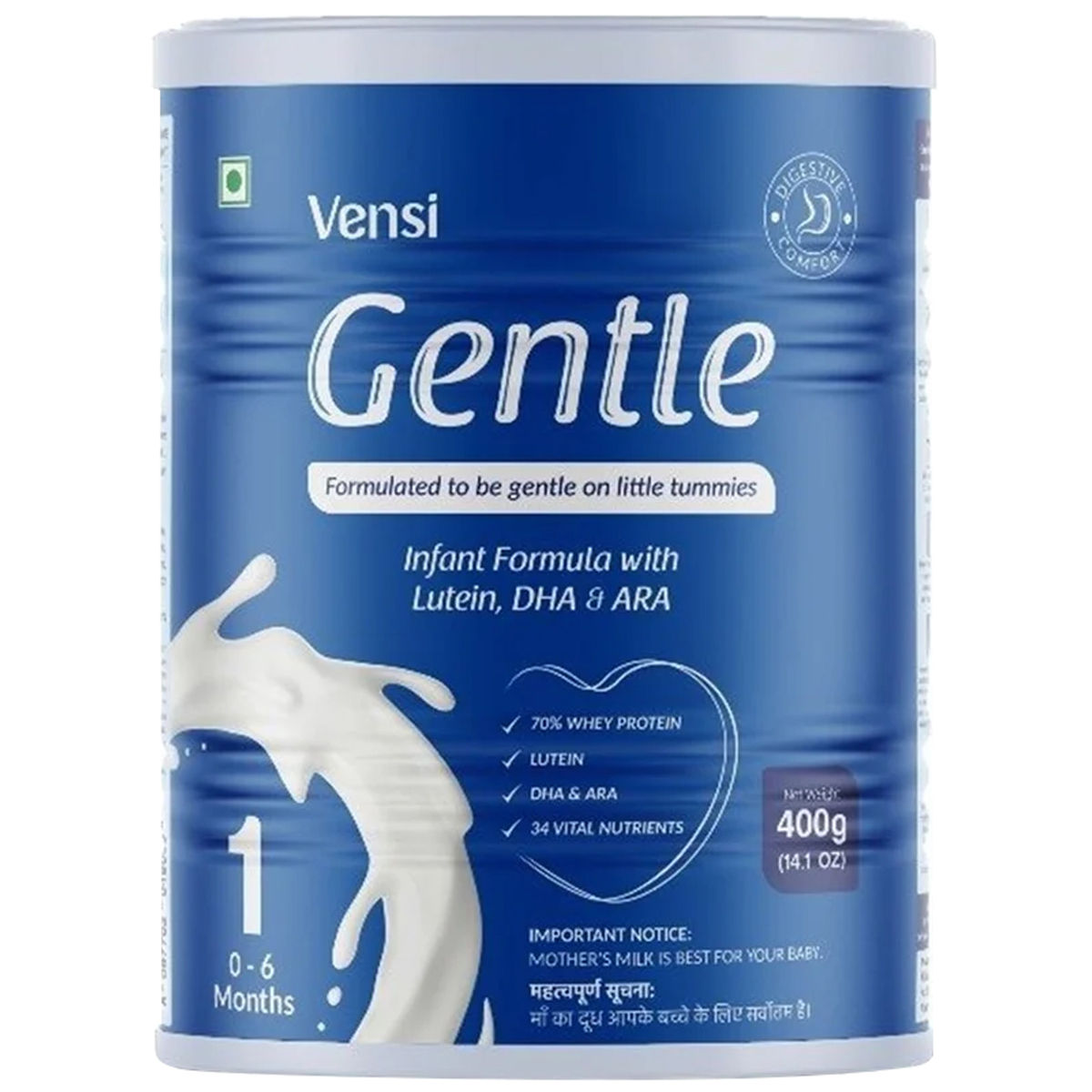 Buy Vensi Gentle Infant Formula Stage 1 Powder, 400 gm Tin | 19 Minutes ...