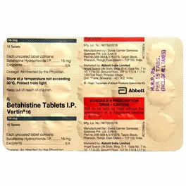 Vertin 16 Tablet | Uses, Side Effects, Price | Apollo Pharmacy