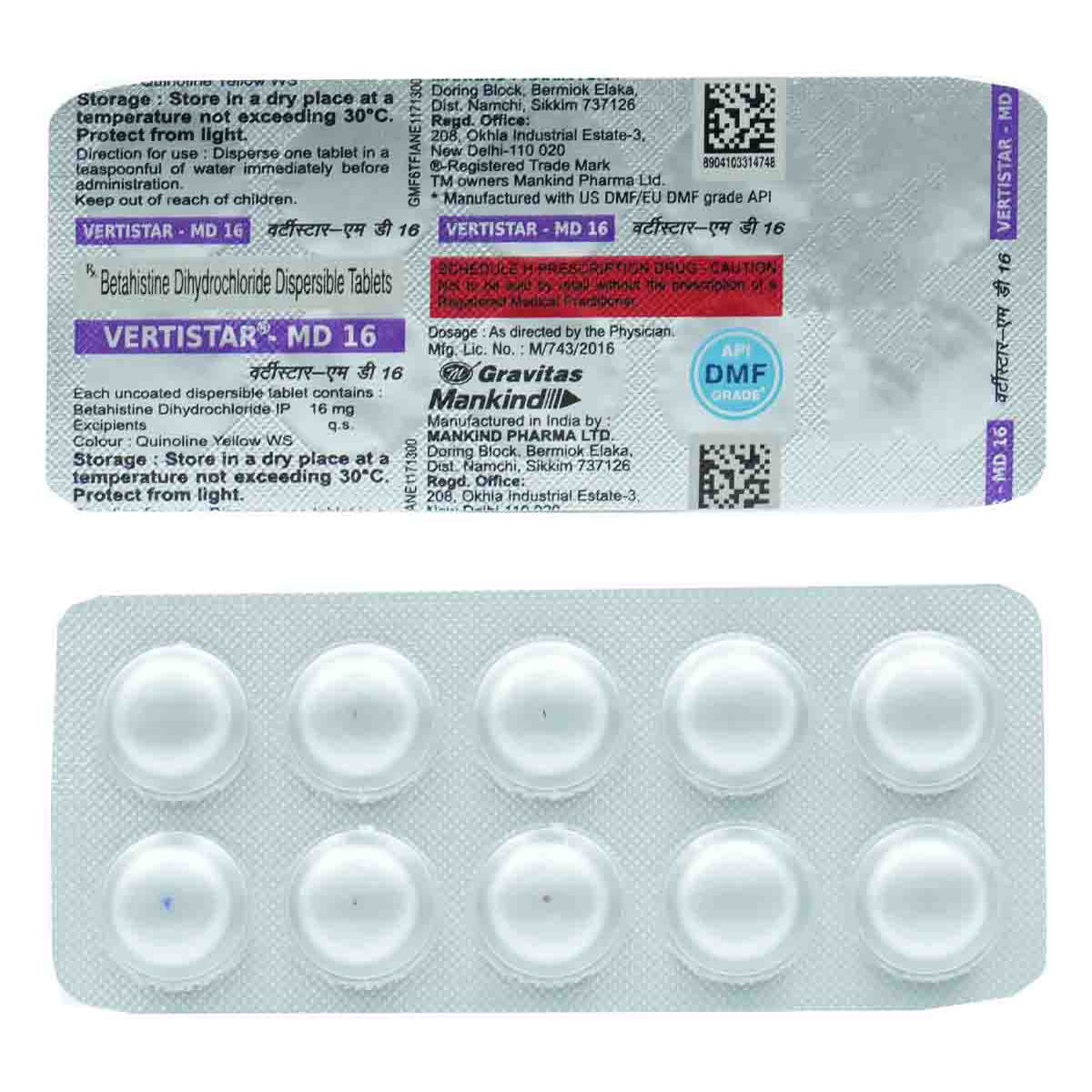 Vertistar-MD 16 Tablet | Uses, Side Effects, Price | Apollo Pharmacy