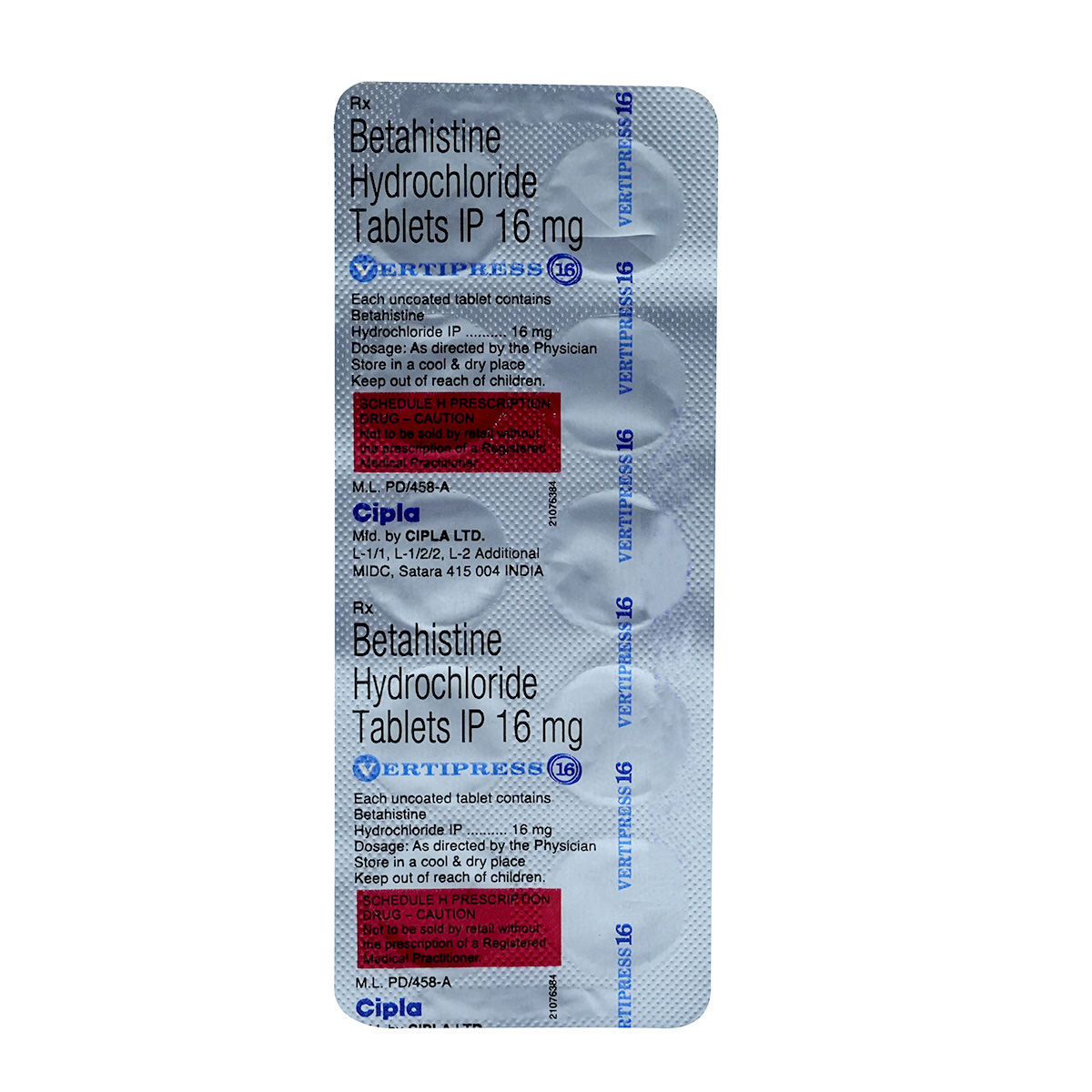 Vertipress 16 Tablet | Uses, Side Effects, Price | Apollo Pharmacy