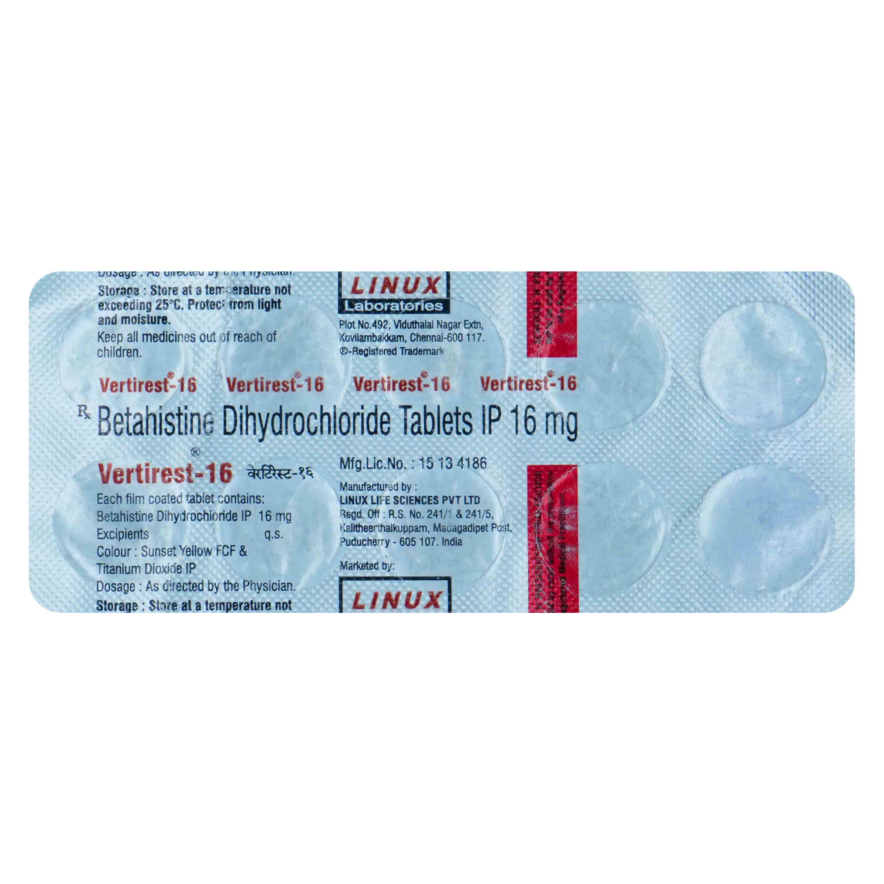 VERTIREST 16MG TABLET | Uses, Side Effects, Price | Apollo Pharmacy