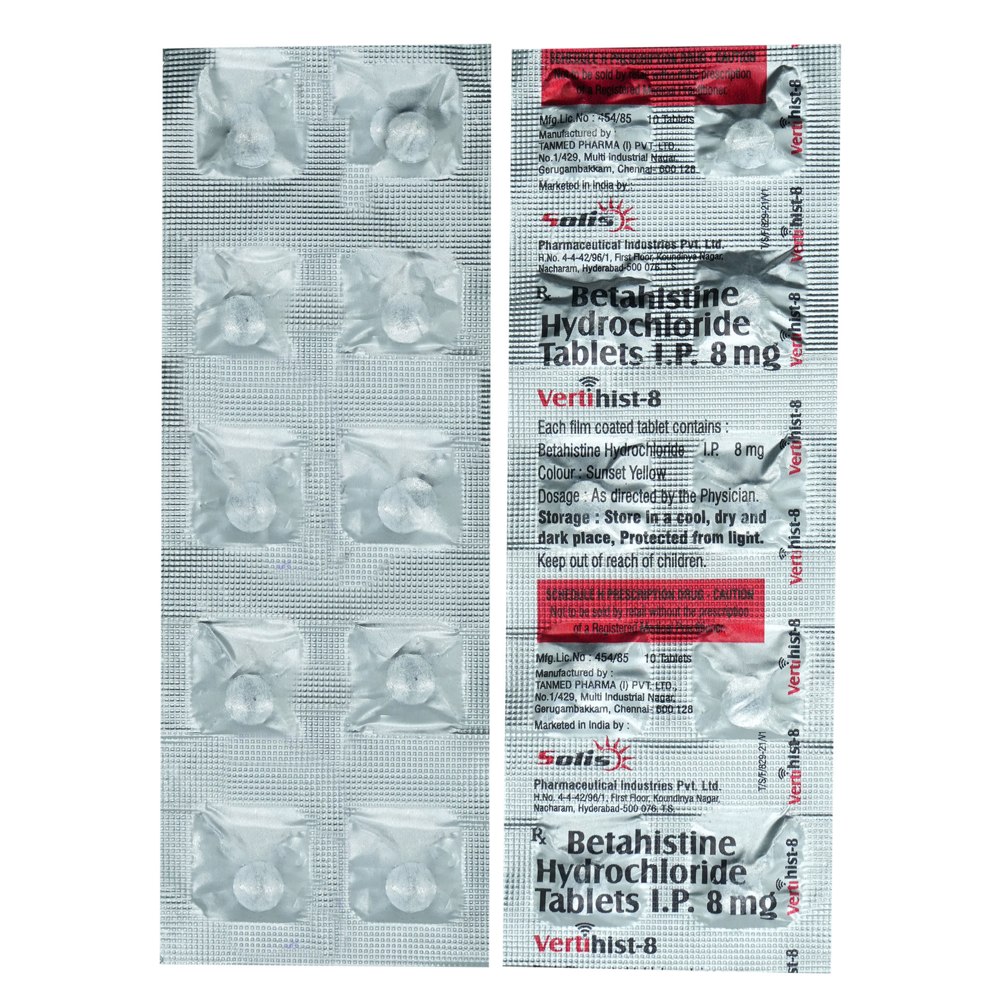 Vertihist 8 mg Tablet | Uses, Side Effects, Price | Apollo Pharmacy