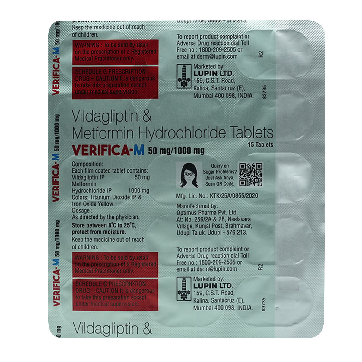 Verifica M 50mg/1000mg Tablet | Uses, Side Effects, Price | Apollo Pharmacy