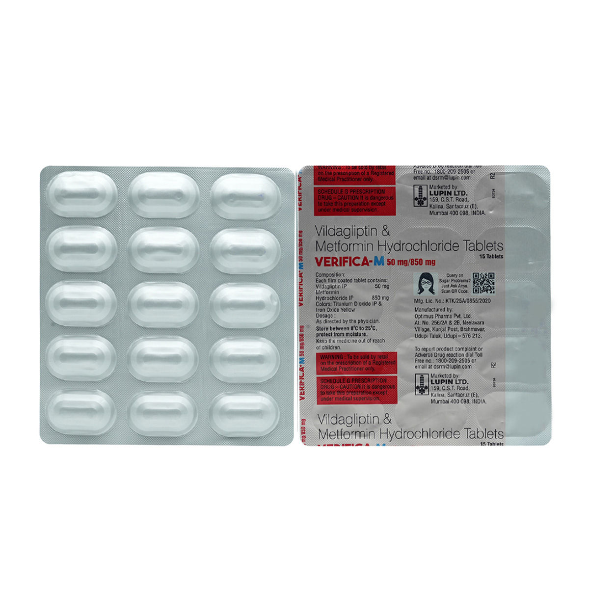 Verifica M 50/850mg Tablet 15's Price, Uses, Side Effects, Composition ...