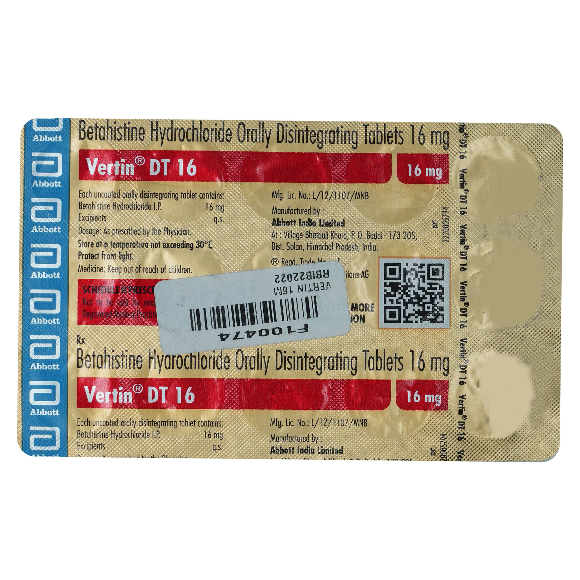 Vertin DT 16 Tablet | Uses, Side Effects, Price | Apollo Pharmacy