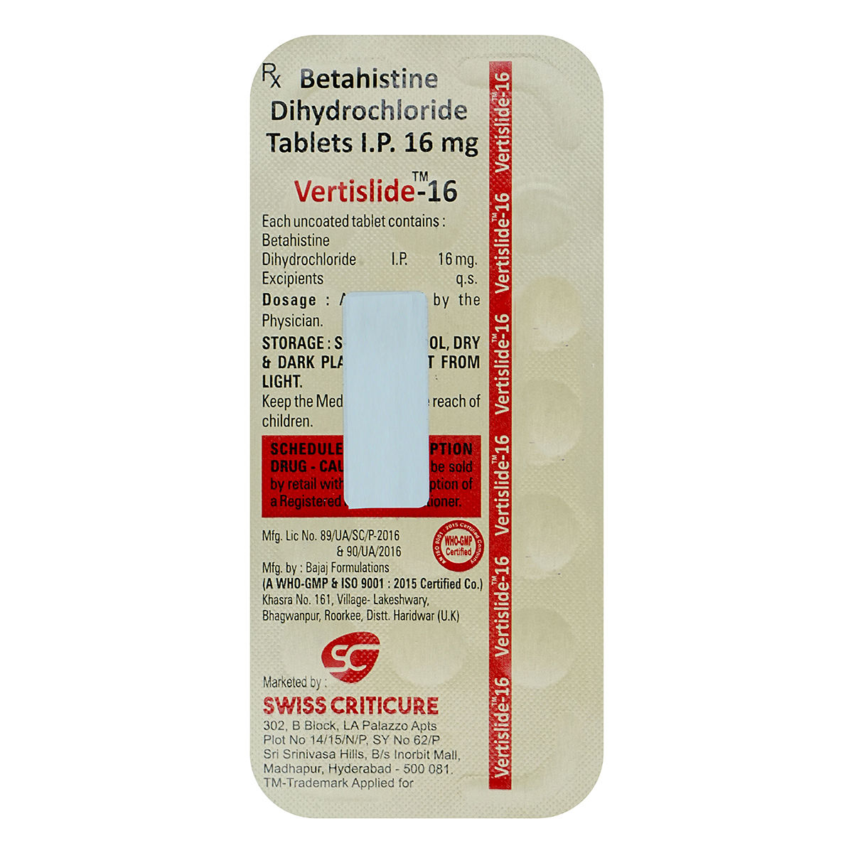 Vertislide-16 Tablet | Uses, Side Effects, Price | Apollo Pharmacy