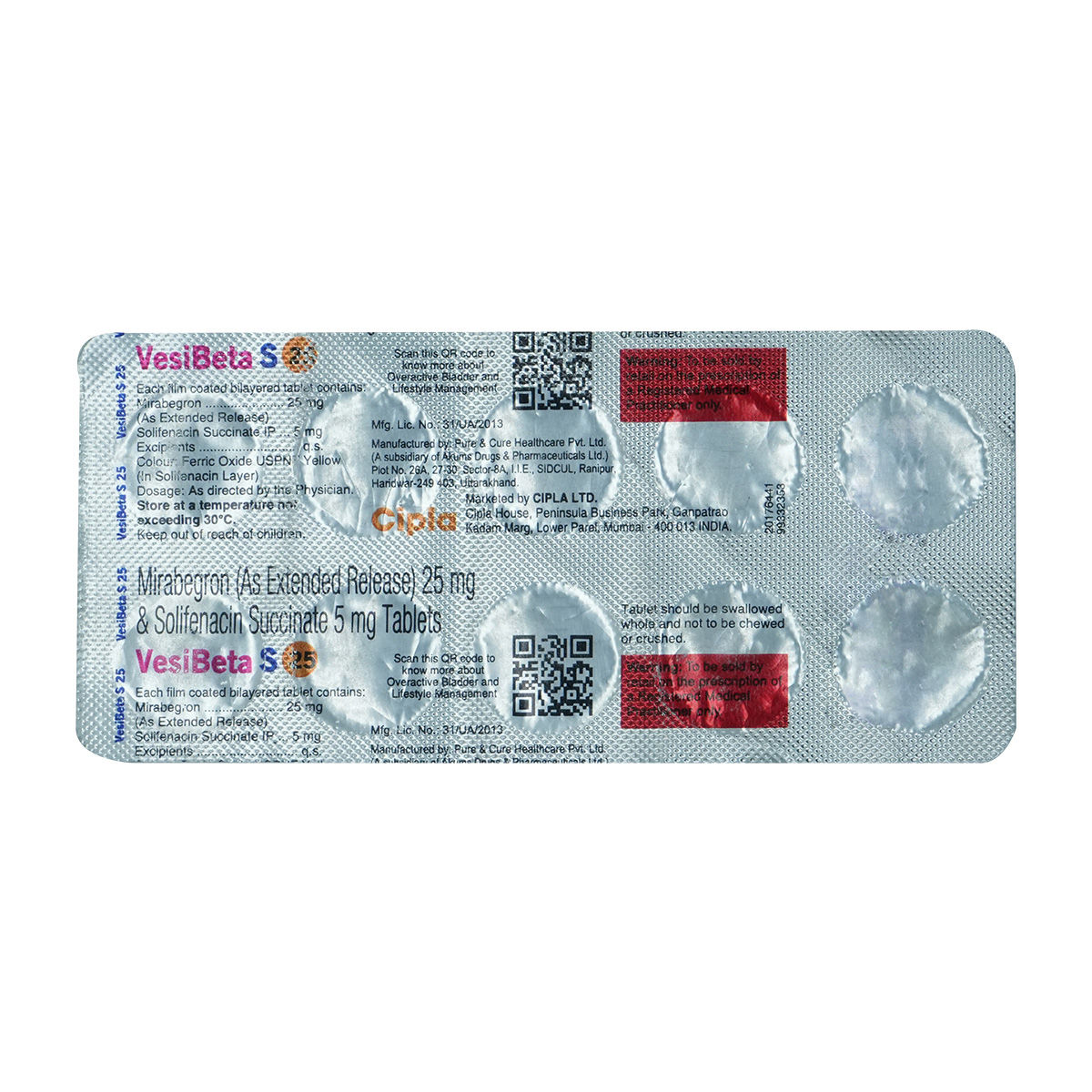 Vesibeta S 25 Tablet | Uses, Side Effects, Price | Apollo Pharmacy