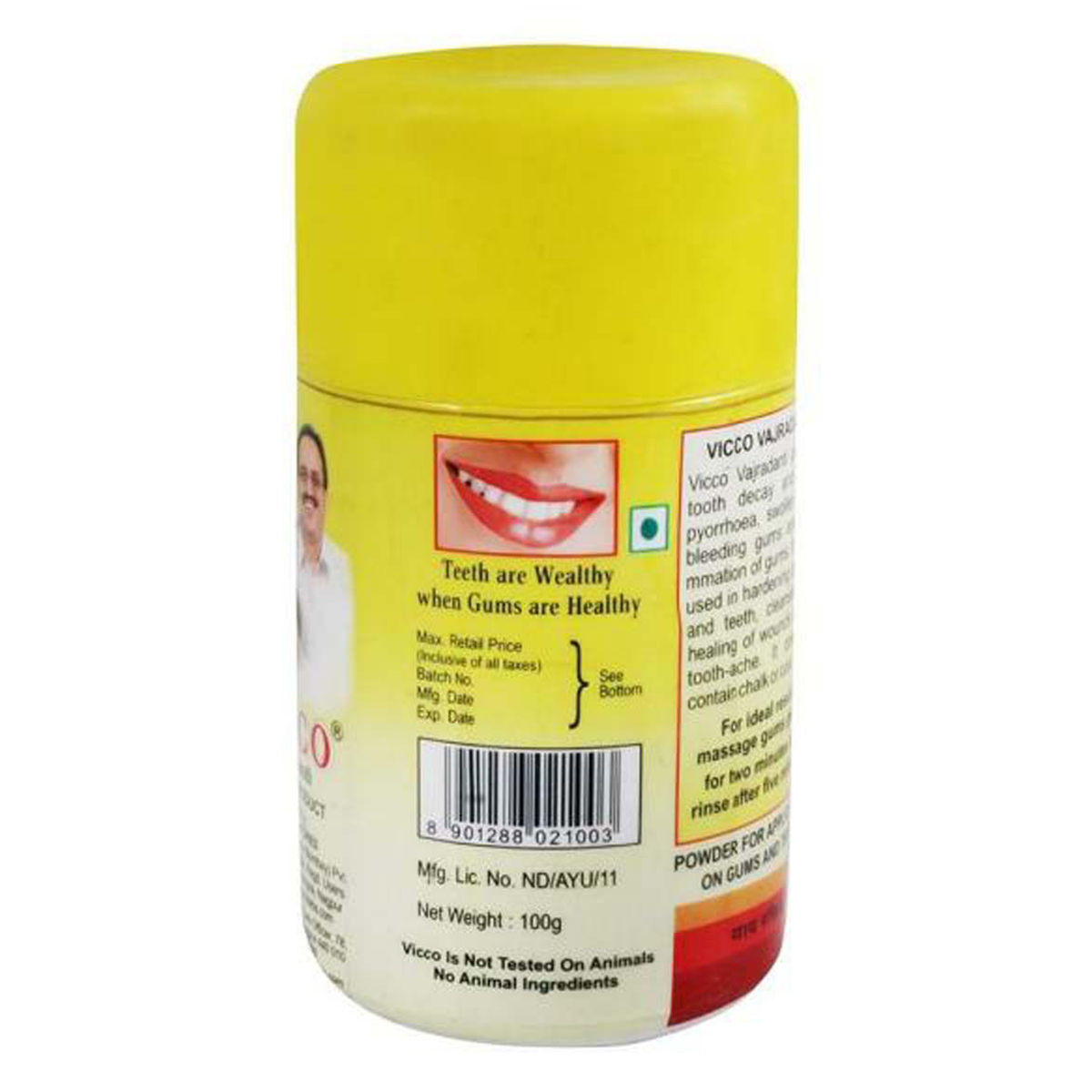 Buy Vicco Vajradanti Ayurvedic Tooth Powder, 100 gm | 19 Minutes ...