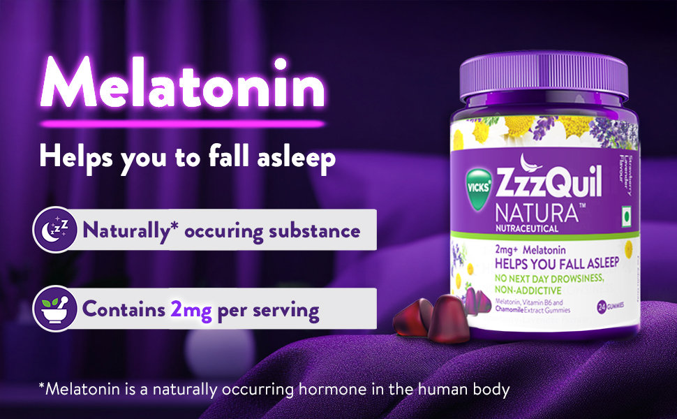Buy Vicks ZzzQuil Natura |Non-Addictive Sleep-Aid Gummy|Melatonin Helps ...